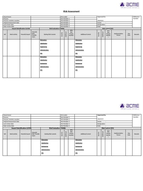 Ra Form Kosong Pdf Risk Personal Protective Equipment