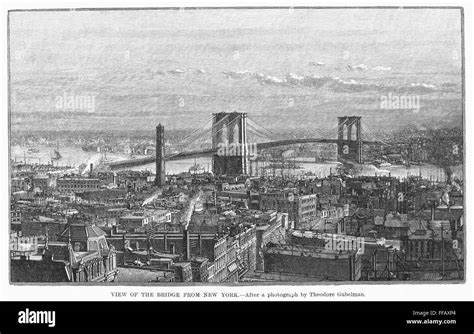 Brooklyn Bridge 1883 Nview Of The Bridge From New York Wood