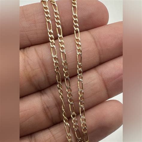 Jewelry 1k Gold Figaro Pave Chain 2mm Poshmark