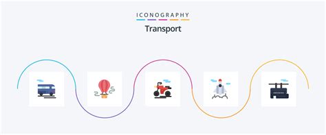 Transport Flat 5 Icon Pack Including Travel Tramway Motor Chair Lift Space 19225458 Vector