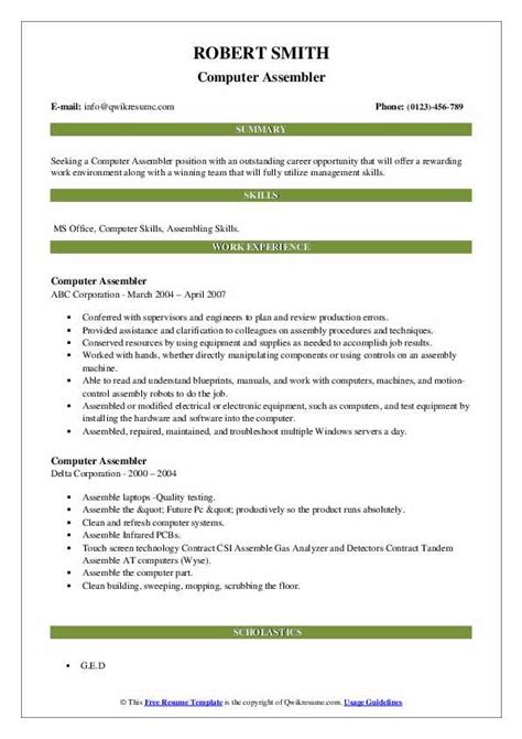 10 Computer Assembler Resume Samples And Templates For 2025