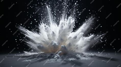 Premium Photo White Powder Explosion On Black Background