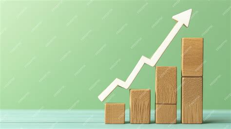 Business Strategy Success Concept Wooden Block Chart With Upward Arrow