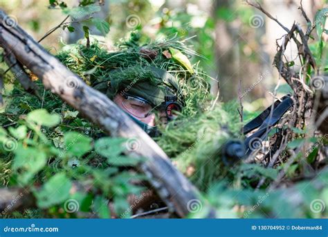 Special Forces Soldier Assault Rifle With Silencer Optical Sight