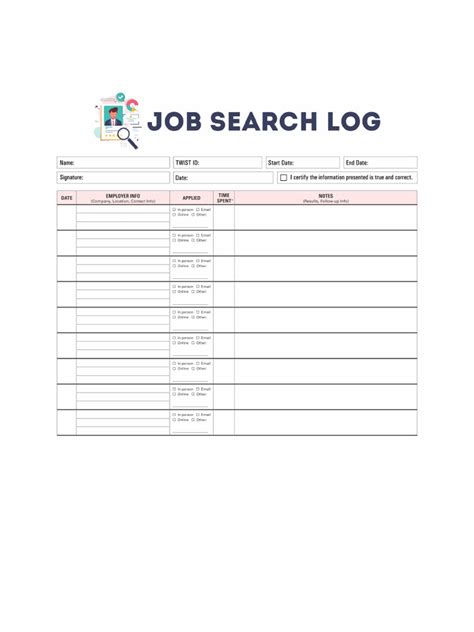 Job Search Log Template 337522png Pdf