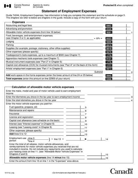 W4 Ofrm T777 Statement Of Employee Expenses Statement Of Employment
