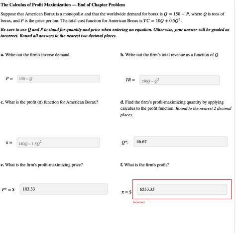 Solved The Calculus Of Profit Maximization ﻿end Of Chapter