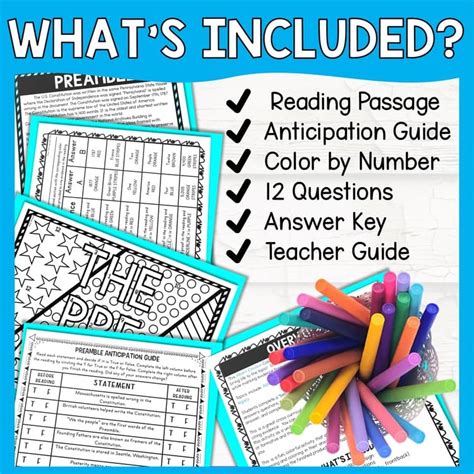 Preamble Color By Number Reading Passage And Text Marking Us