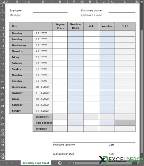 Excel İki Haftalık Zaman Çizelgesi Kolay Excel