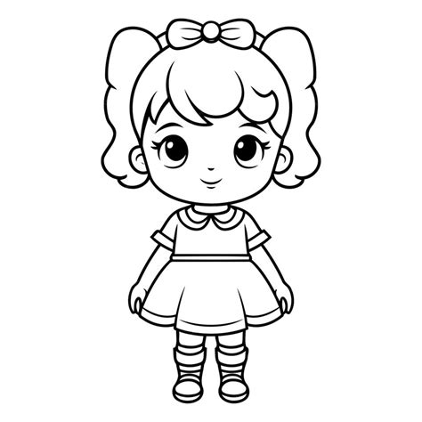 귀여운 작은 소녀 터 일러스트레이션의 컬러링 페이지 윤 프리미엄 벡터 귀여운 작은 소녀 터 일러스트레이션의 컬러링 페이지 윤 프리미엄 벡터