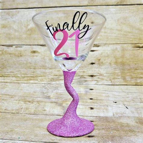21st Birthday Martini Glass Etsy