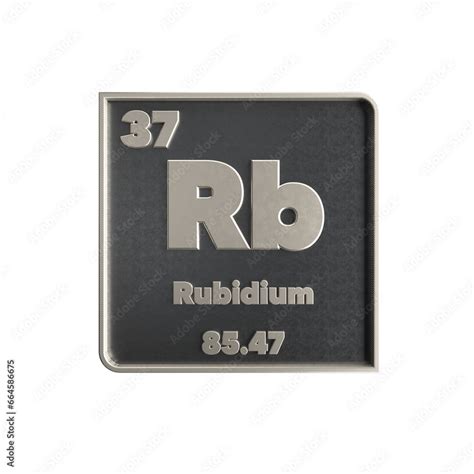 Rubidium Chemical Element Black And Metal Icon With Atomic Mass And