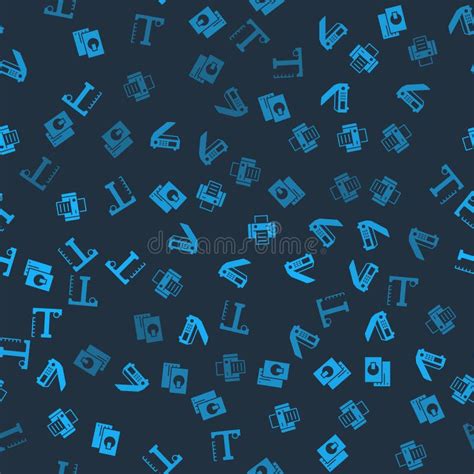 Set Business Card Scanner Printer And Text On Seamless Pattern