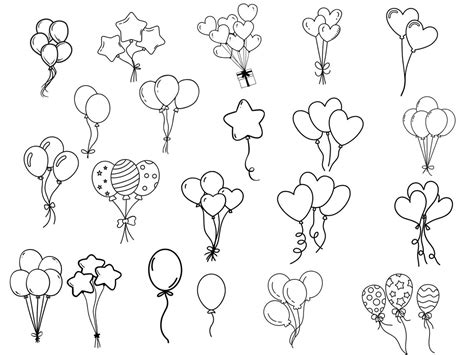 Balloons Svg Bundle Balloon Outline Vector Balloons Clipart Balloon