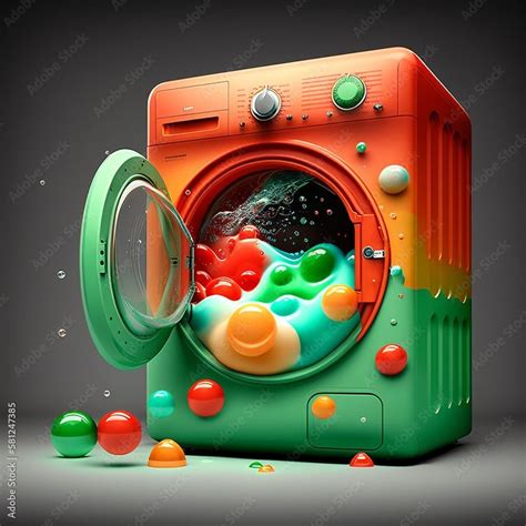 Colorful Washing Machine With Bubbles