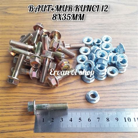 Jual Baut Baud 12 Kunci Ring Atau Pas Model Ori Motor 8mmx35mm Sudah Berikut Mur Shopee Indonesia