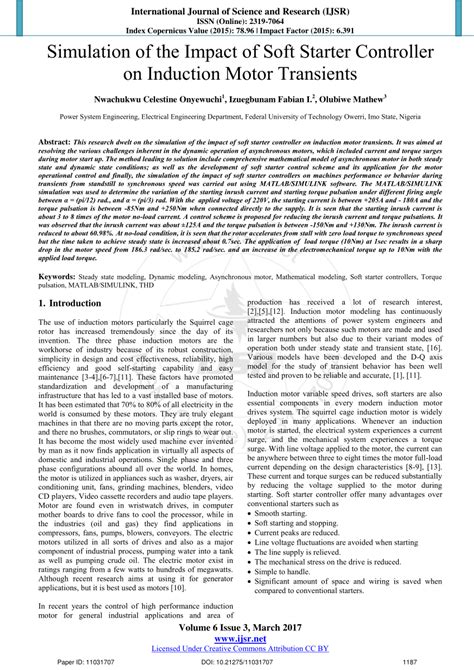 Pdf Simulation Of The Impact Of Soft Starter Controller On Induction Motor Transients