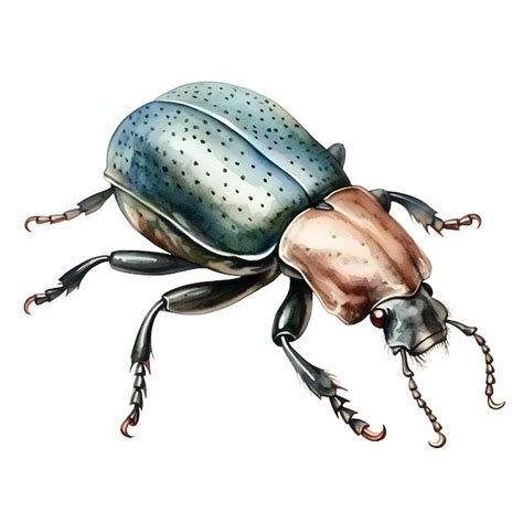 Vibrant Watercolor Of Teal Weevil Bug On White Background Premium Ai