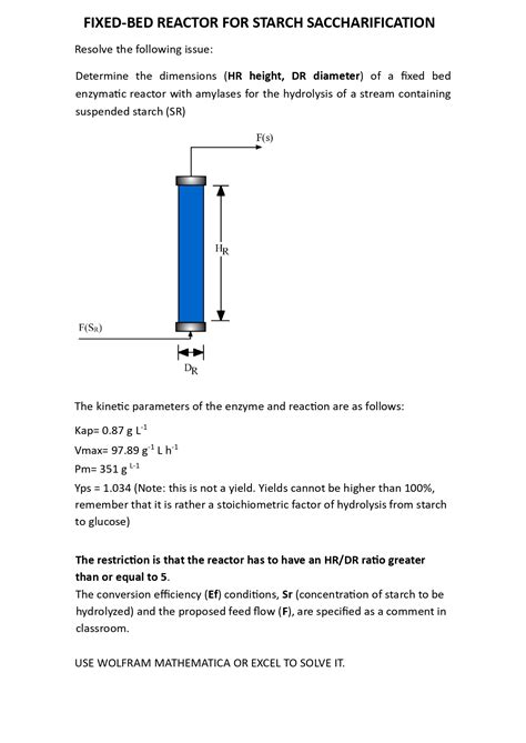 Solved Fixed Bed Reactor For Starch Saccharificationresolve