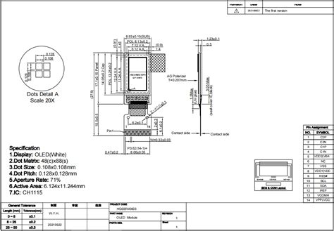 05 Inch Pmoled Display 48 X 88 Pixels I2c 8080 Parallel Spi Interface