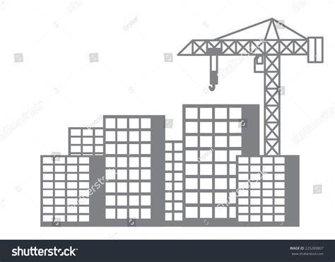 Buildings Crane Civil Engineering Concept Vector Stock Vector Royalty Free 225289807