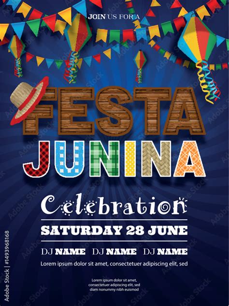 Festa Junina Background With Colorful Lanterns And Pennants Festa Junina Celebration Poster