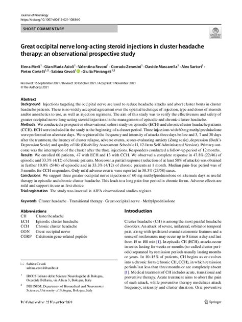 Pdf Great Occipital Nerve Long Acting Steroid Injections In Cluster