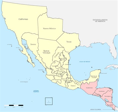 Map Of The First Mexican Empire And Its States At Its Greatest Extent