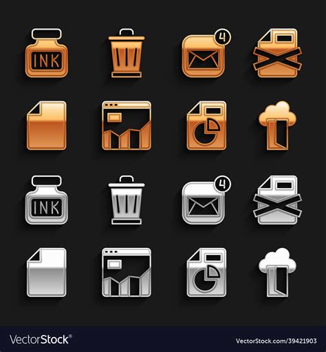 Set Graph Chart Infographic Delete File Document Vector Image