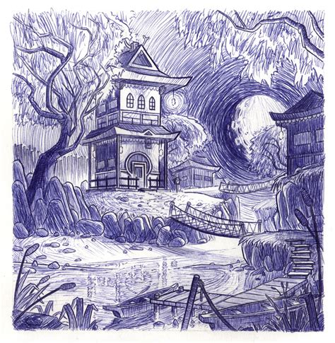 Easy Ballpoint Pen Landscape Drawings At Gary Delariva Blog