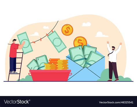 Tiny Criminals Bribing And Laundering Money Vector Image