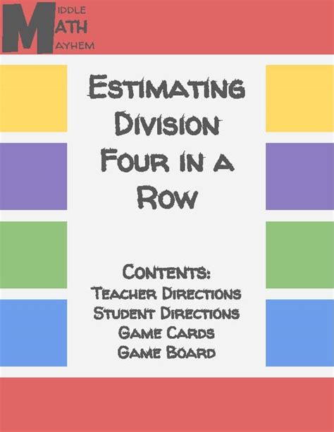 Estimating Division Connect Four Game By Middle Math Mayhem Tpt