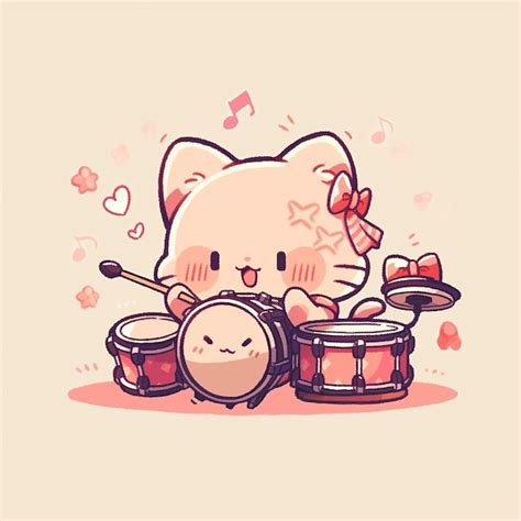 Premium Ai Image Cute Cat With Drum