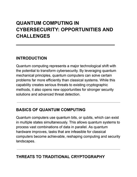 Solution Research Paper The Quantum Threat To Cryptography