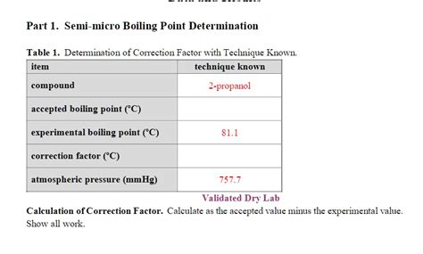 Part 1 Semi Micro Boiling Point Determination Table 17 Determination