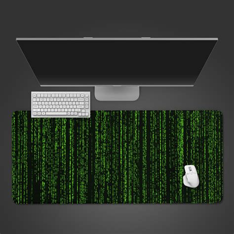 Digital Rain Desk Mat For Developers Green Binary Code Design Xxl