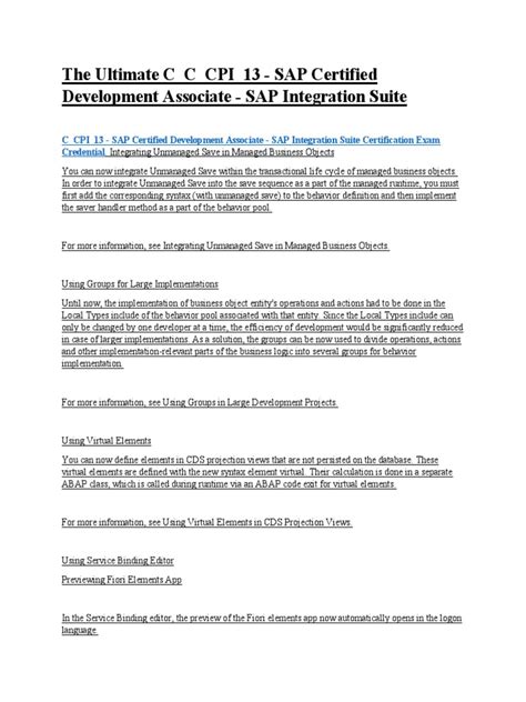 The Ultimate C C Cpi 13 Sap Certified Development Associate