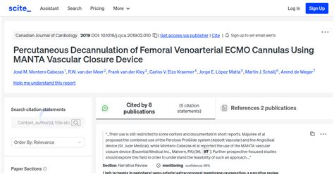 [citation Report] Percutaneous Decannulation Of Femoral Venoarterial