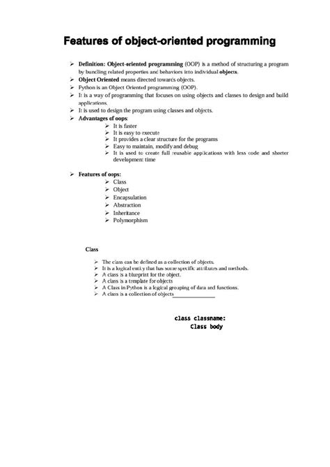 features of object oriented programming features of programming