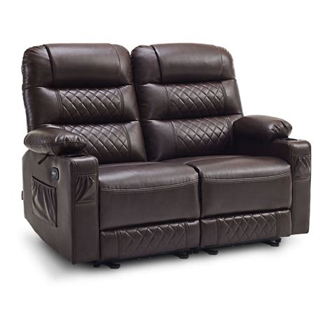 Power Reclining Loveseat With Heat And Massage Faux Leather Pr622 Mcombo