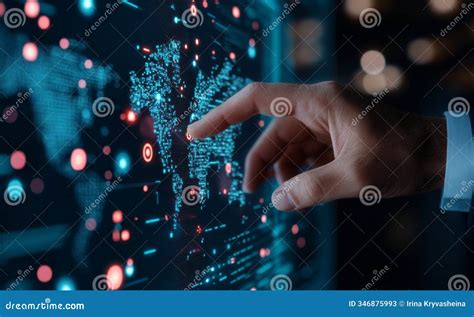 High Tech Interactive Map Display Used For Global Data Analysis And