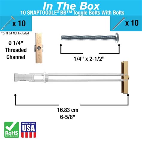 Toggler Snaptoggle Bb Toggle Anchor With Bolts Zinc Plated Steel