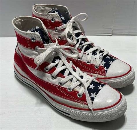Older Converse Red White And Blue High Top Tennis Shoes All Star