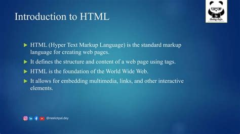 introduction to html with syntax and tags pptx