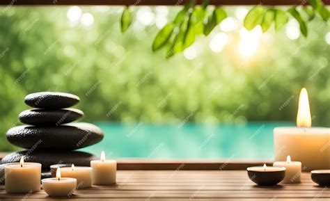 Premium Photo Relaxing Spa Set With Blurred Nature Backdrop