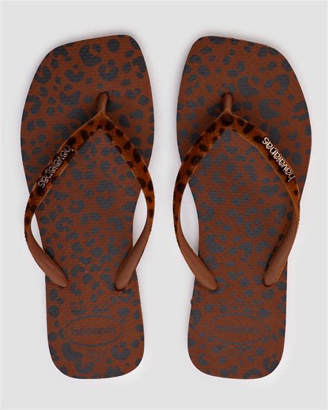 Riachuelo Chinelo Feminino Slim Square Velvet Onça Marrom Havaianas