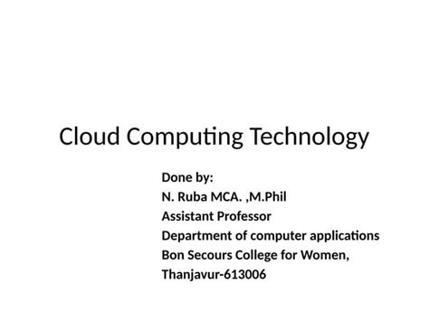 Cloud Computing Technology Pdf