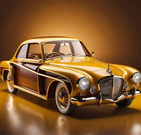 Vintage Yellow And Brown Car Gold Classic Car