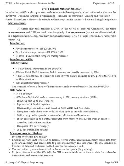 Ec8691 Microprocessor Guide Pdf Assembly Language Central Processing Unit