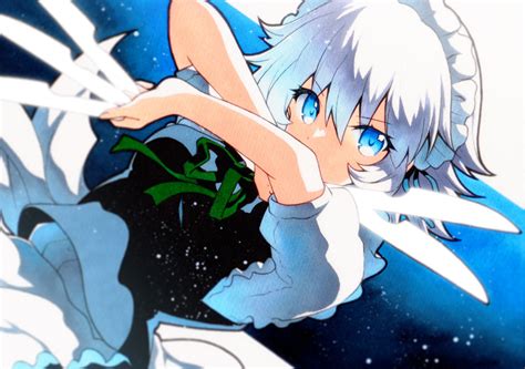 Safebooru 1girl Apron Blue Dress Blue Eyes Braid Dress Highres Izayoi